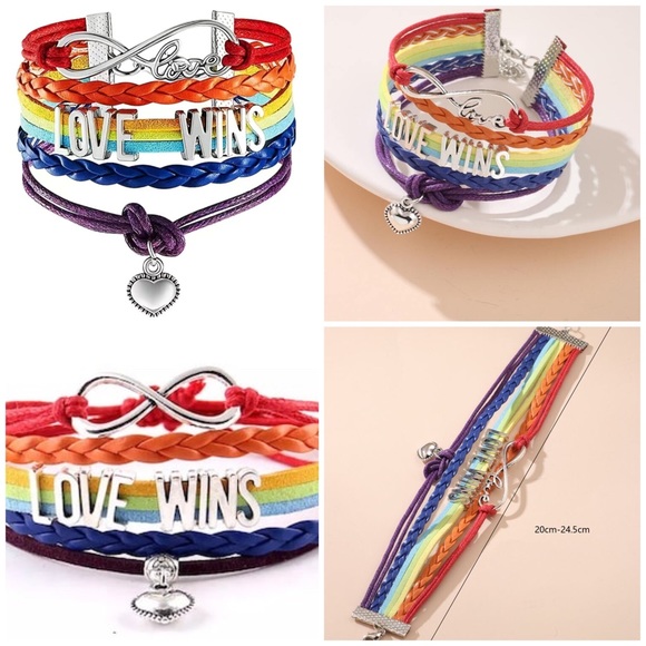 Unk | Jewelry | New Rainbow Lgbt Pride Bracelet Handmade Braided ...